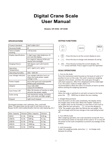 Optima Scale OP-900 Indicator Manual | Manualzz