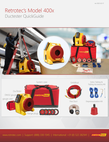 Retrotec DucTester 440x_450x with DM32X Quick Guide | Manualzz