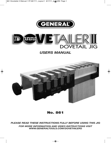 General Tools 861 E-Z Pro Dovetailer II Dovetail Jig Manual | Manualzz