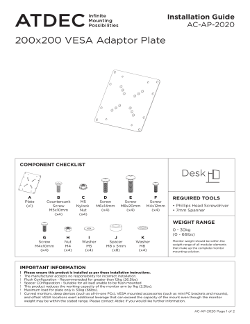 Atdec AC-AP-2020 Installation Guide | Manualzz