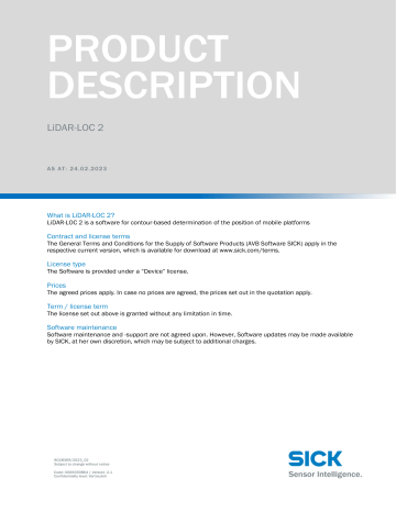 Sick Legal LiDAR-LOC 2 Product information | Manualzz