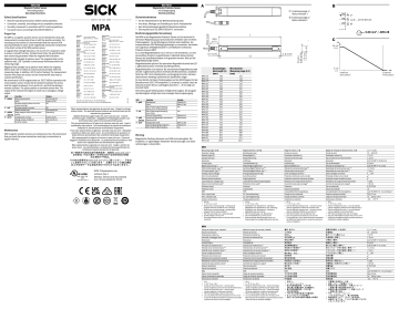 SICK MPA Magnetischer Positions-Sensor Mode d'emploi | Manualzz