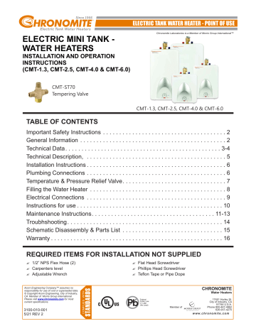Chronomite CMT-4.0 CMT Series 4 gal. Point of Use 1.44kW Residential ...