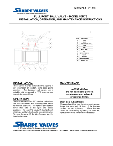 Sharon Piping & Eqpt/Sharpe Valve 50M76 1/2 Series 50M76 1/2 in ...