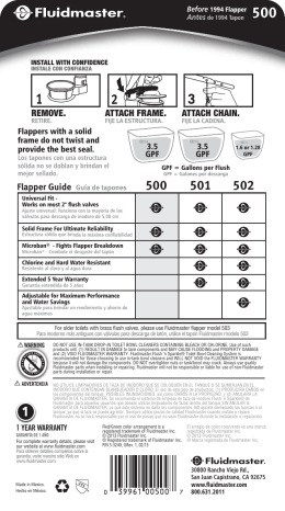 Fluidmaster 500P21 Black Rubber Universal Solid Frame 2 in. Flapper Installation manual | Manualzz