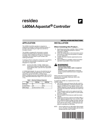 Resideo L6006A1012 L6006 Aquastat® 100 to 240 Deg F 0.25 Amp Hydronic ...
