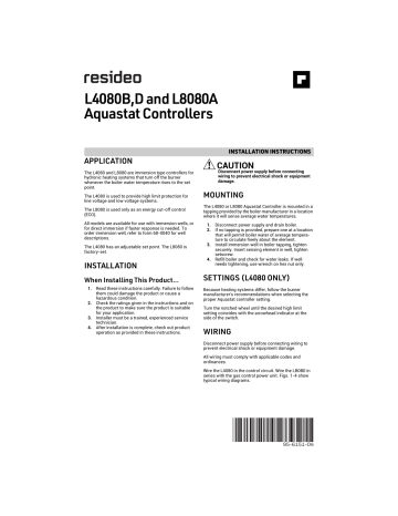 Resideo L4080B1352 L4080 Aquastat® 100 to 200 Deg F 0.25 Amp Hydronic ...