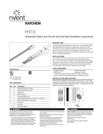 Raychem H910 Waterproof Splice & Tee Kit Installation Manual | Manualzz
