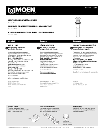 Moen 14750 1- 1/4 in. Grid Strainer Waste Assembly Satin Antique Nickel ...