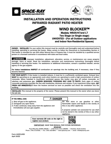 Space-Ray Wind Blocker 50 Instructions | Manualzz
