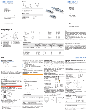 Baumer LBFS Level measurement Quick Reference Guide | Manualzz