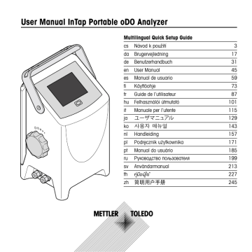 Mettler Toledo InTap Portable oDO Analyzer Mode d'emploi | Manualzz