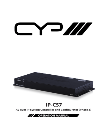 Cyp IP-CS7 AV over IP System Controller and Configurator Manual | Manualzz