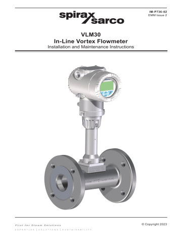 Spirax Sarco VLM30 In-Line Vortex Flowmeter Installation and Maintenance Instructions | Manualzz