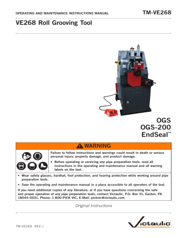 Victaulic VE268 Shop Fabrication Roll Grooving Tool Tool Manual | Manualzz