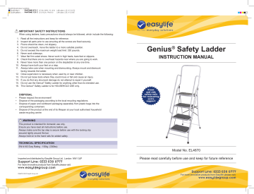 Easylife Genius Safety Step Ladder Instructions | Manualzz