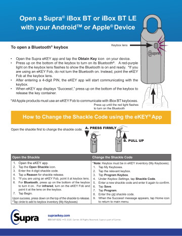 Supra iBox BT Bluetooth Lockbox User Guide | Manualzz
