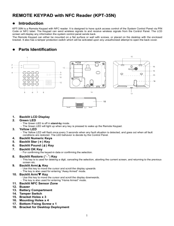 Climax KPT-35N REMOTE KEYPAD User Manual | Manualzz