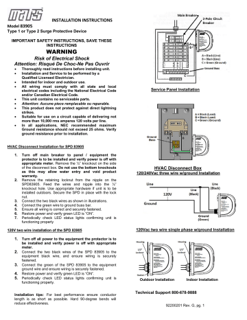 MARS 83905 HVAC Surge Protective Device User Guide | Manualzz