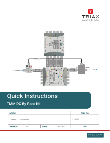 TRIAX TMM Multiswitches DC ByPass Kit User Guide | Manualzz