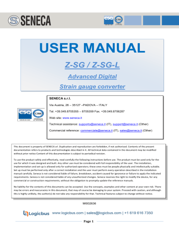 SENECA Z-SG Advanced Digital Strain Gauge Converter User Manual | Manualzz