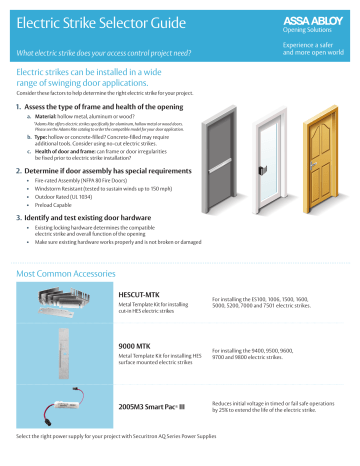 ASSA ABLOY HESCUT-MTK Electric Strike User Guide | Manualzz