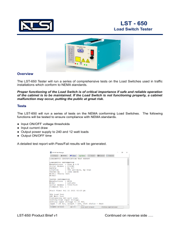 ATSI LST-650 Load Switch Tester Instructions | Manualzz