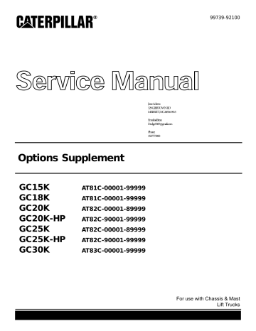 CATERPILLAR GC15K Propane Forklift User Manual | Manualzz