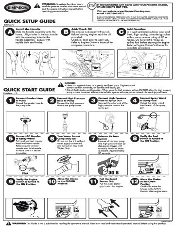 Simpson PS4240 4200 PSI Gas Pressure Washer User Guide | Manualzz