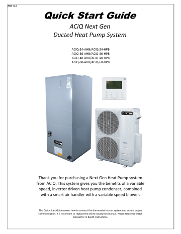 ACiQ -24-AHB Next Gen Ducted Heat Pump System User Guide | Manualzz