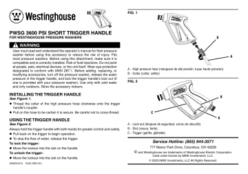 Westinghouse PWSG 3600 PSI Short Trigger Handle for Pressure Washers ...