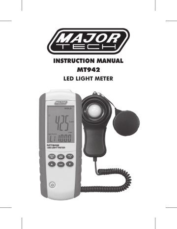 MAJOR TECH MT942 Digital LED Light Meter Instruction manual | Manualzz