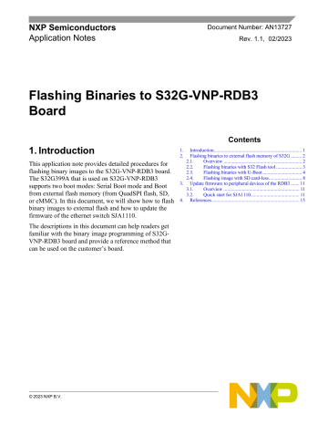 Flashing binaries with S32 Flash tool. NXP S32G-VNP-RDB3 | Manualzz