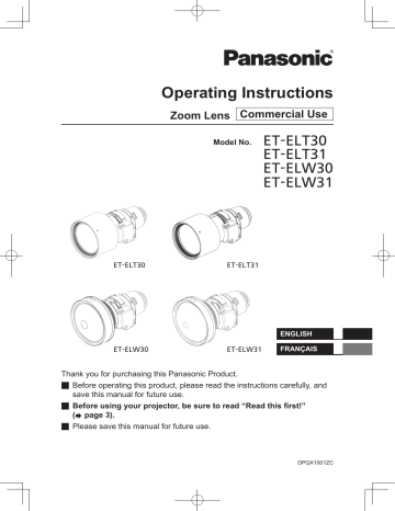 Panasonic ET-ELT30 Varifocal Zoom Lens Instruction manual | Manualzz