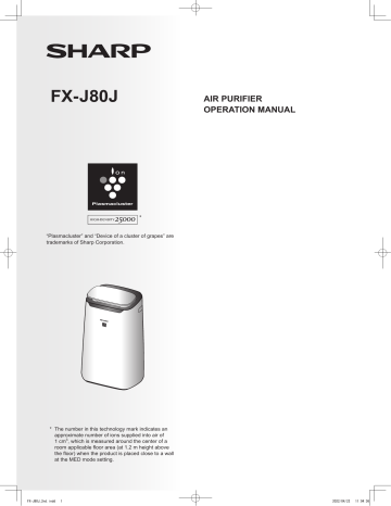 Sharp FX-J80J Air Purifier User Manual | Manualzz
