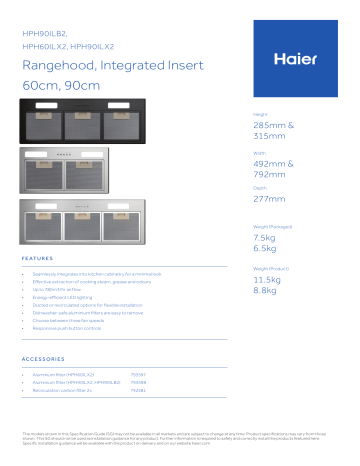 Haier HPH60ILX2 Integrated Insert Rangehood, 60cm User Guide | Manualzz