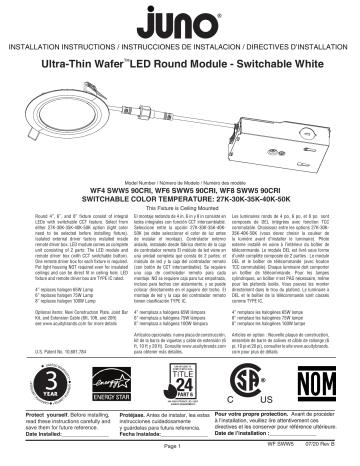Juno WF4 SWW5 90CRI Ultra Thin Wafer LED Round Module Switchable White ...