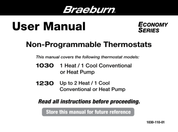 Braeburn 1030 Non-Programmable Thermostats User Manual | Manualzz