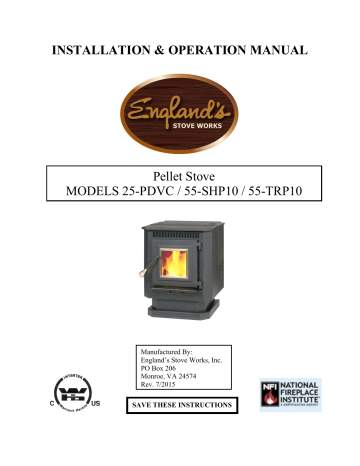ENGLANDER 25-PDVC Pellet Stove User Manual | Manualzz