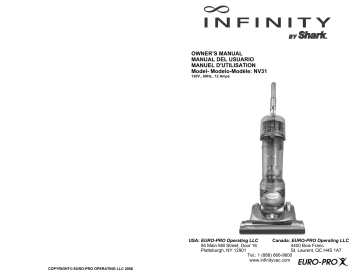 Shark NV31 Infinity Upright Vacuum User Manual | Manualzz
