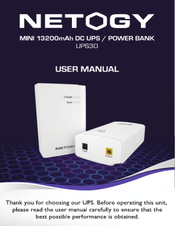 NETOGY UPS30 Mini 13200mAH DC UPS User Manual | Manualzz