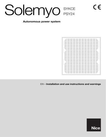 Nice Solemyo PSY24 Autonomous Power System Instruction manual | Manualzz