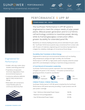 SUNPOWER Performance 5 UPP BF Solar Panel Owner’s Manual | Manualzz