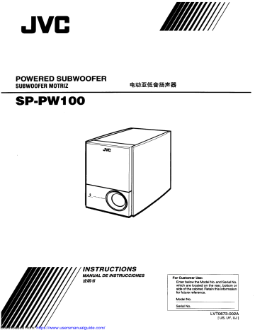 JVC SP-PW100 Powered Subwoofer Instruction manual | Manualzz