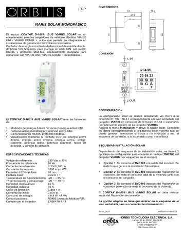 Orbis Viaris Solar Single Phase Instrucciones de operación | Manualzz