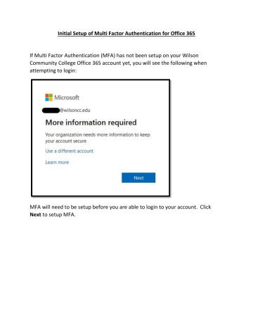 Microsoft Office 365 MFA User Guide | Manualzz