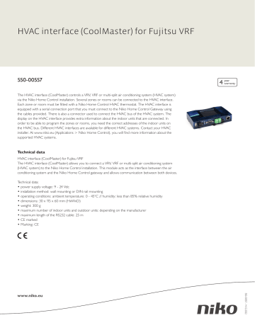niko 550-00557 HVAC Interface Owner’s Manual | Manualzz