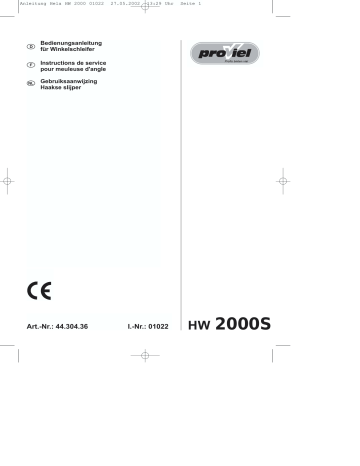Proviel HW 2000 S Angle Grinder Bedienungsanleitung | Manualzz