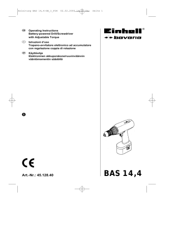 Einhell Bavaria BAS 14,4 Cordless Drill Instructions | Manualzz