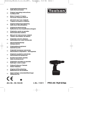 Toolson PRO-AS 14,4 Li-Ion Cordless Drill Mode d'emploi | Manualzz